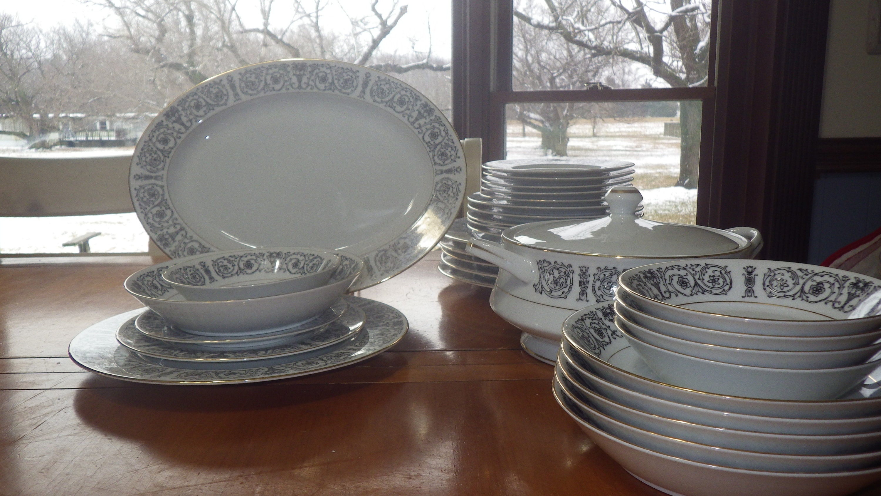 Fine China Dinnerware Set Laurent COVENTRY JAPAN S/6 Black White ...