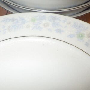 Blue White Fine China Dinnerware Set Blue Floral Design Rimmed Platinum ...