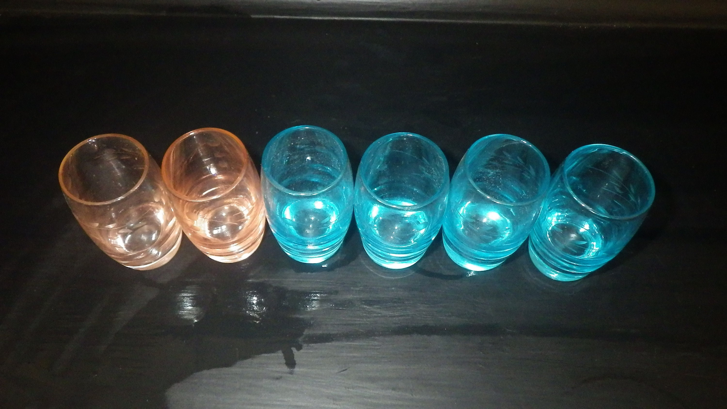 Cordial Glasses Willow Moon by PIONEER Occupied Japan 6 2 Oz Blue Pink ...