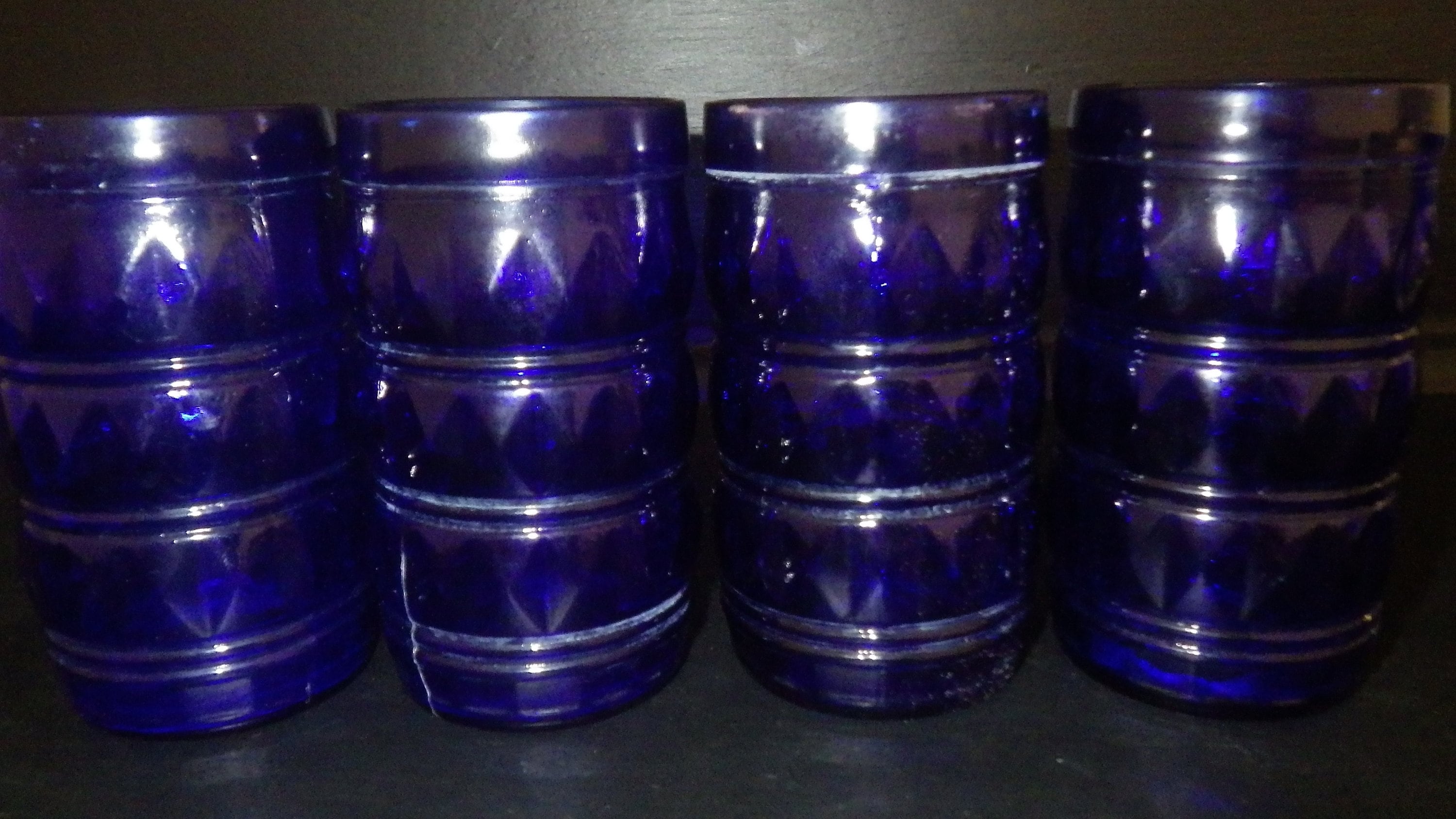 Cobalt Blue Juice Glasses Short Tumblers 4 10 Ounce Blue Tumblers EUC ...