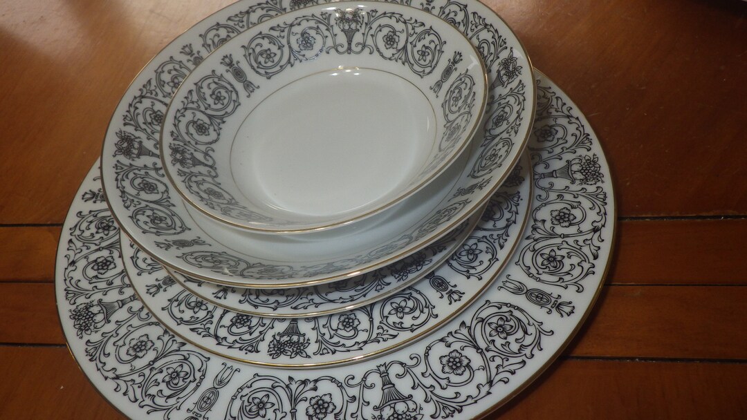 Fine China Dinnerware Set Laurent COVENTRY JAPAN S/6 Black White ...