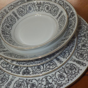 Fine China Dinnerware Set Laurent COVENTRY JAPAN S/6 Black White ...