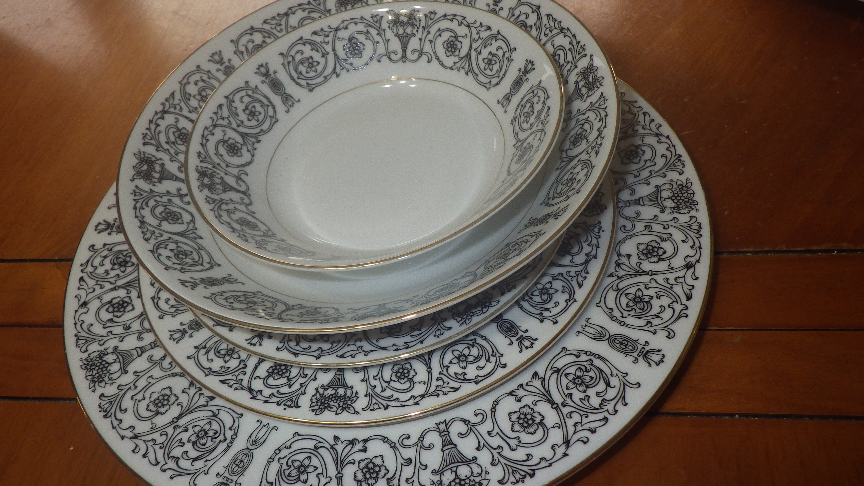 Fine China Dinnerware Set Laurent COVENTRY JAPAN S/6 Black White ...