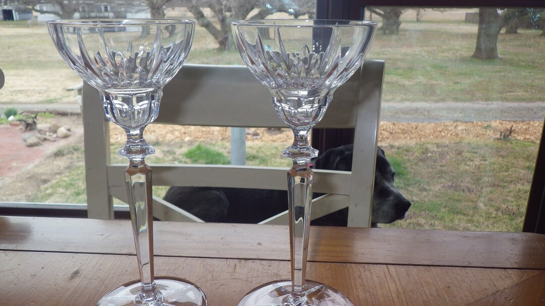 Heavy Crystal Candlestick Holders Faceted Stem With Cut Vertical Lines ...