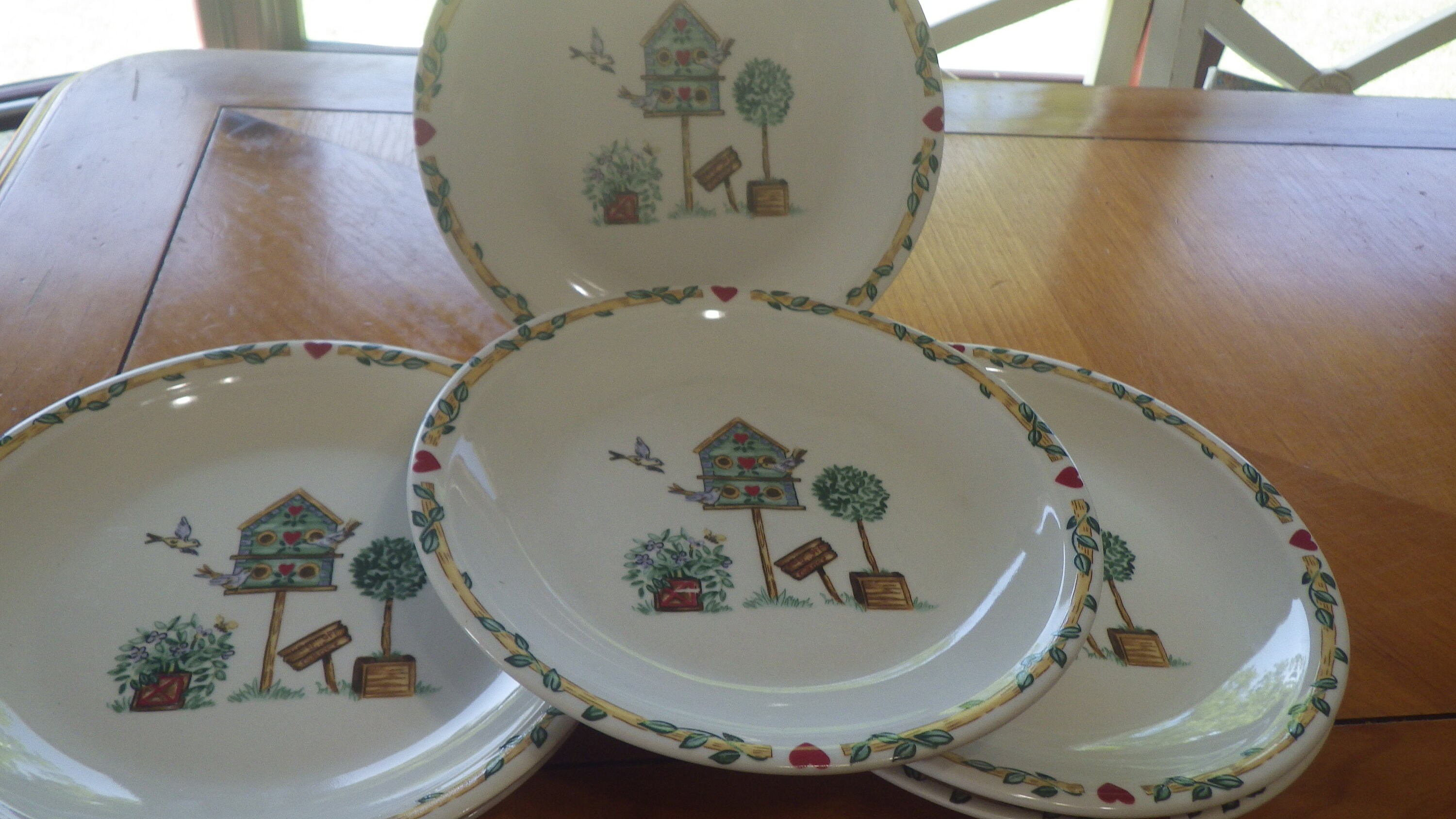 Thompson Pottery Bird House Salad Plates Set Of 4 Plates. - esmartdxb.com
