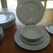 Blue White Fine China Dinnerware Set Blue Floral Design Rimmed Platinum ...