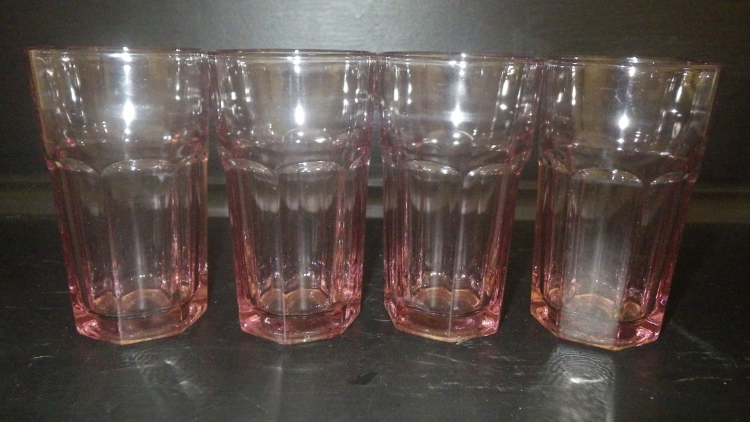 Pink Juice Glass Gibraltar Libbey Glass Heavy Flat Bottom Glasses 4 7 ...