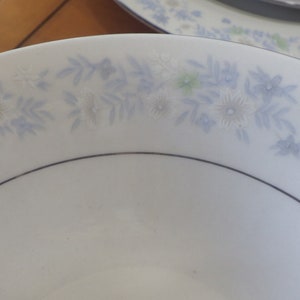Blue White Fine China Dinnerware Set Blue Floral Design Rimmed Platinum ...