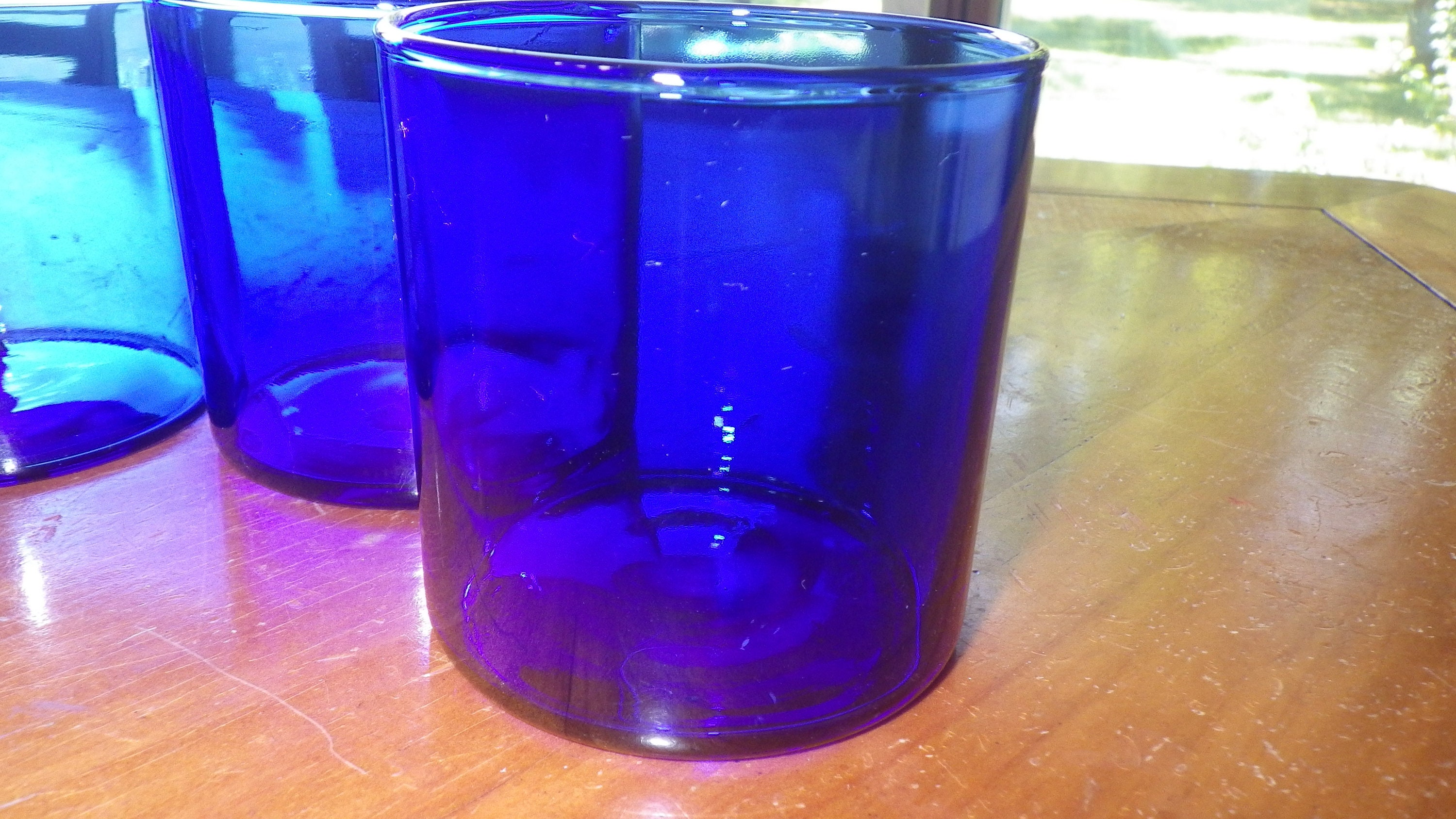 Cobalt Blue Juice Glasses Whiskey Double Old Fashion Glasses 4 9 Oz ...