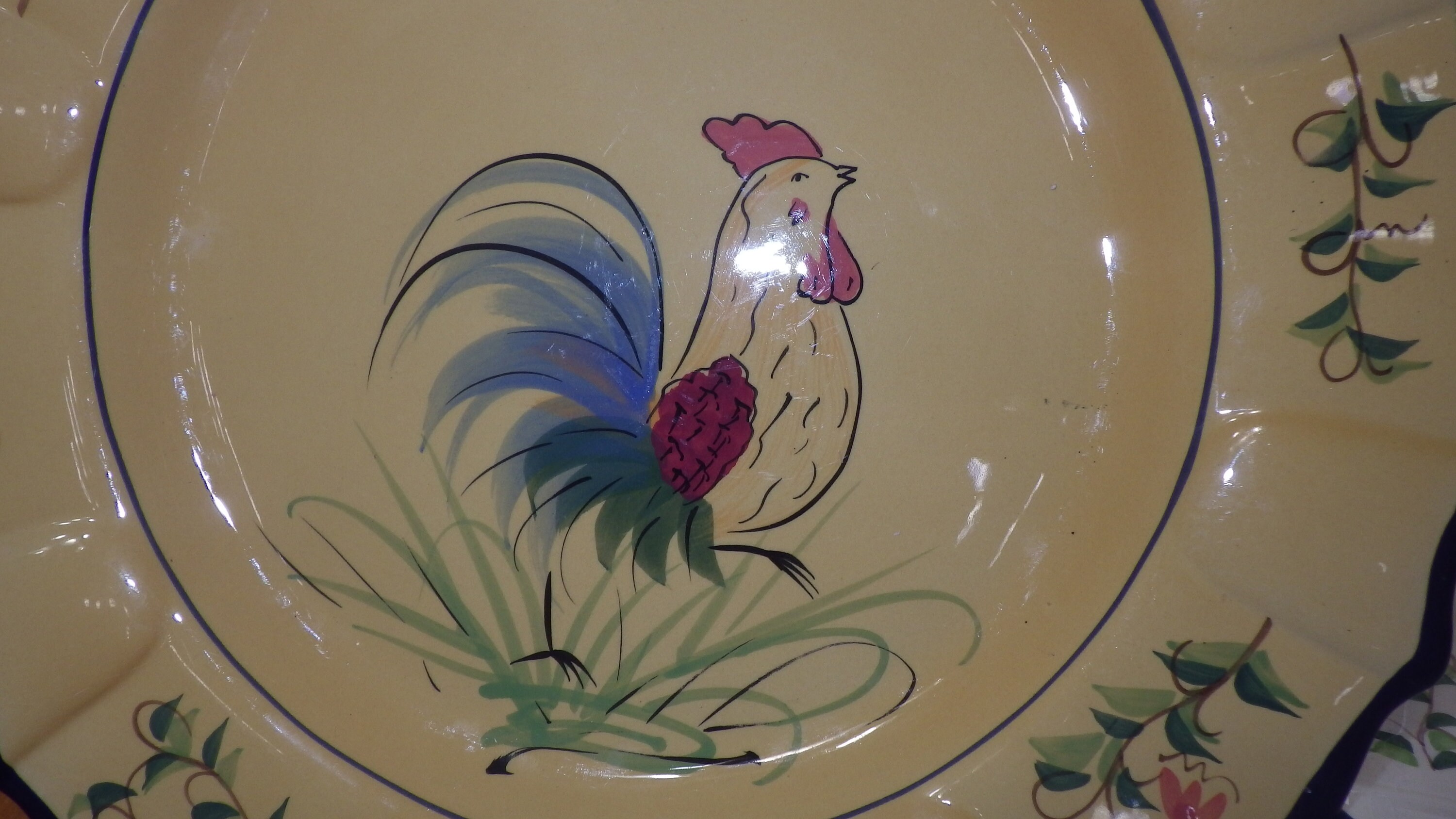 Cracker Barrel Rooster Dinnerware Set Stoneware Ceremic S/4 Teapot ...