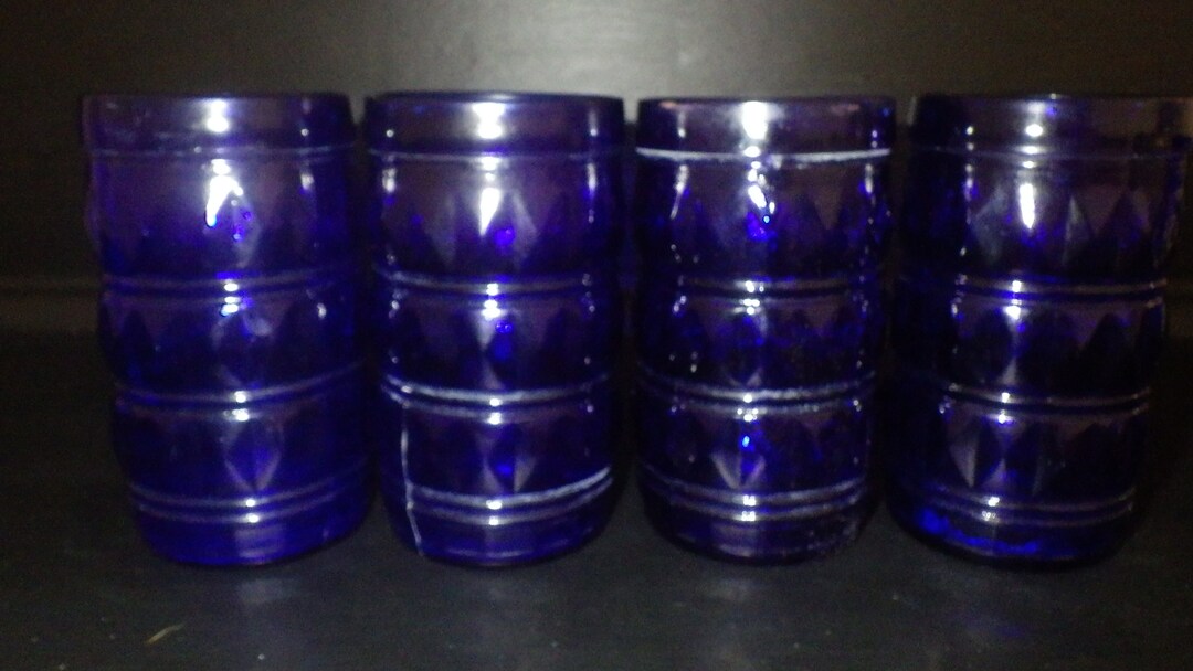 Vintage Cobalt Blue Juice Glasses - Set of 4 - 10 Oz Tumblers - Etsy