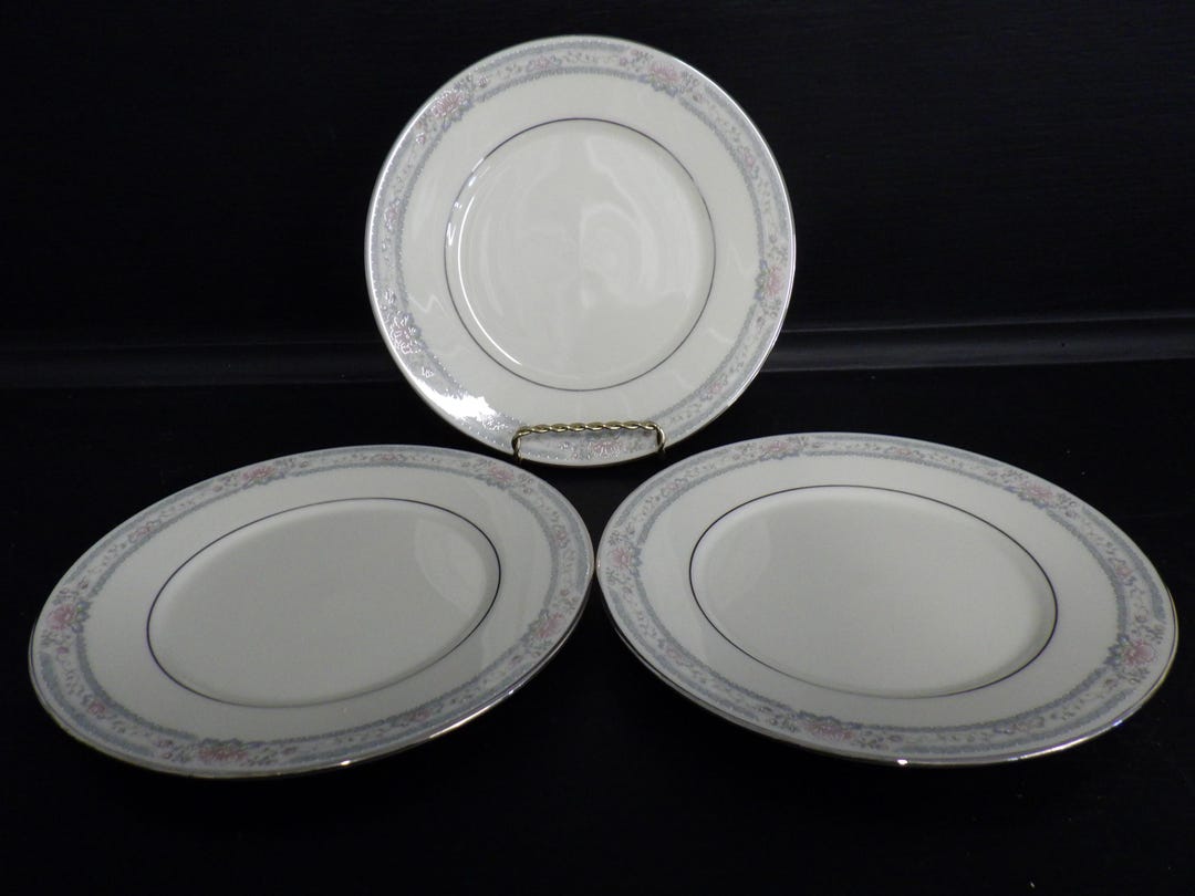 Vintage Lenox China Salad Plates Charleston Pattern Trimmed Platinum 3 ...