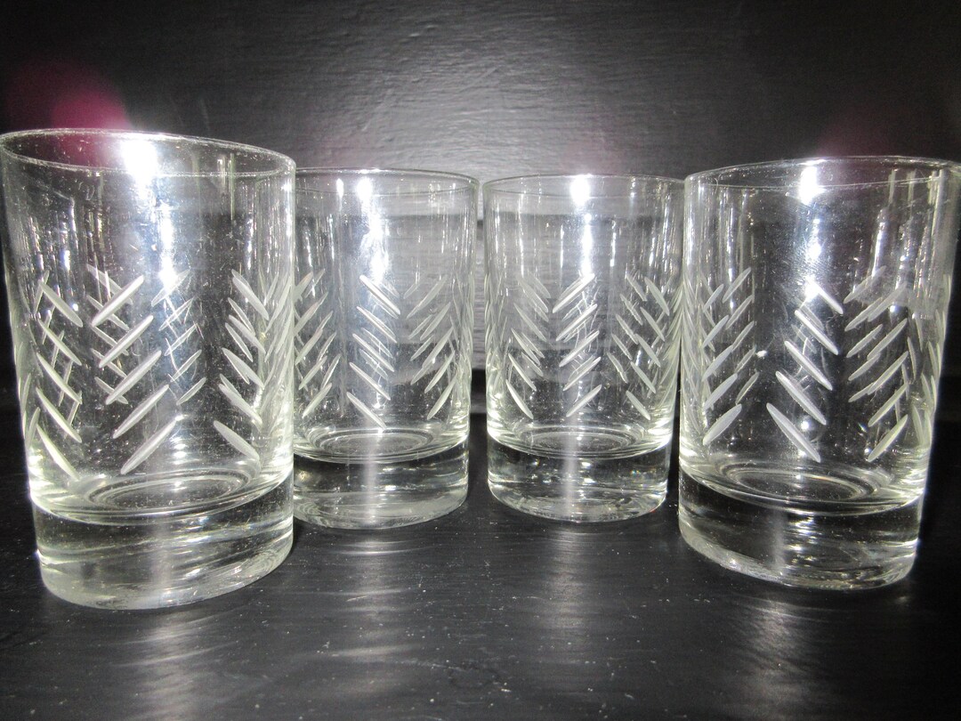 Vintage Javit Crystal Juice Glasses: Rain Pattern, Set of 4 - Etsy