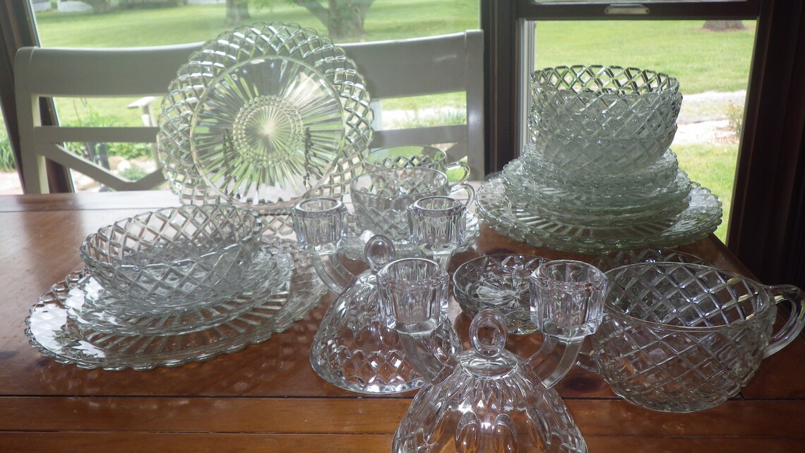 Anchor Hocking Waterford Dinnerware set service 4 29 pieces | Etsy