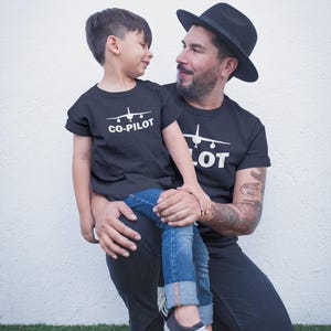 Pilot and Co-pilot Matching T-shirts, Dad and Kid Aviation Outfit ...