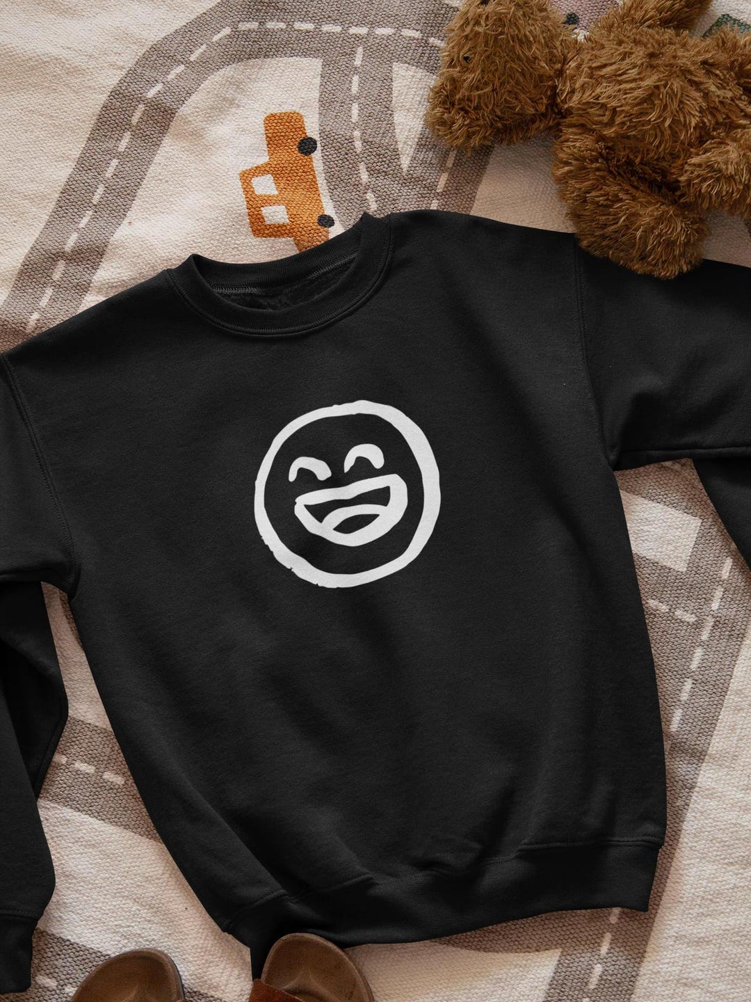 Smiley Face Crewneck Sweater, Funny Hand Drawn Smile Jumper - Etsy