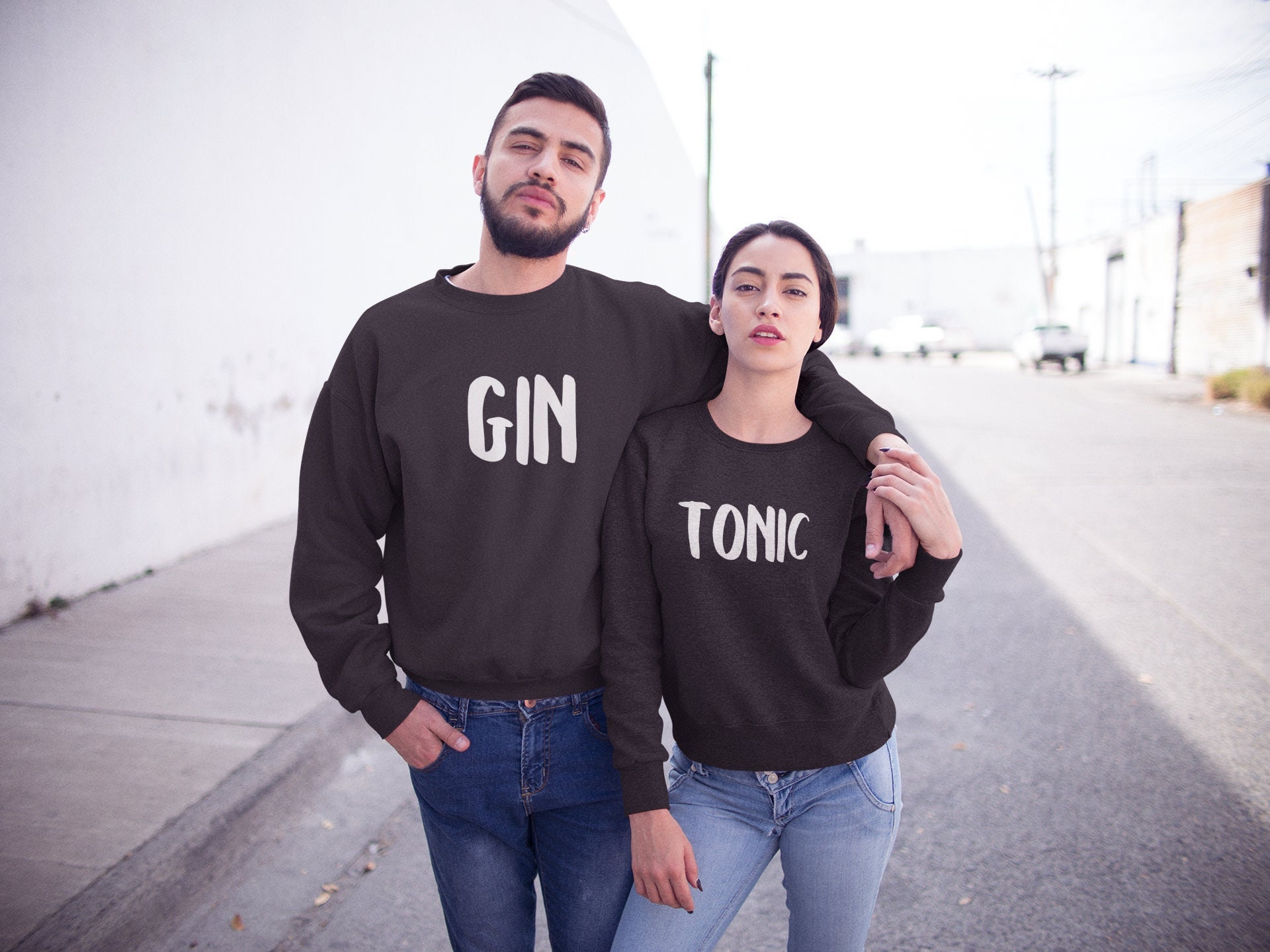 Funny Couple Jumpers, Couples Matching Gin and Tonic Hoodies, Valentine ...