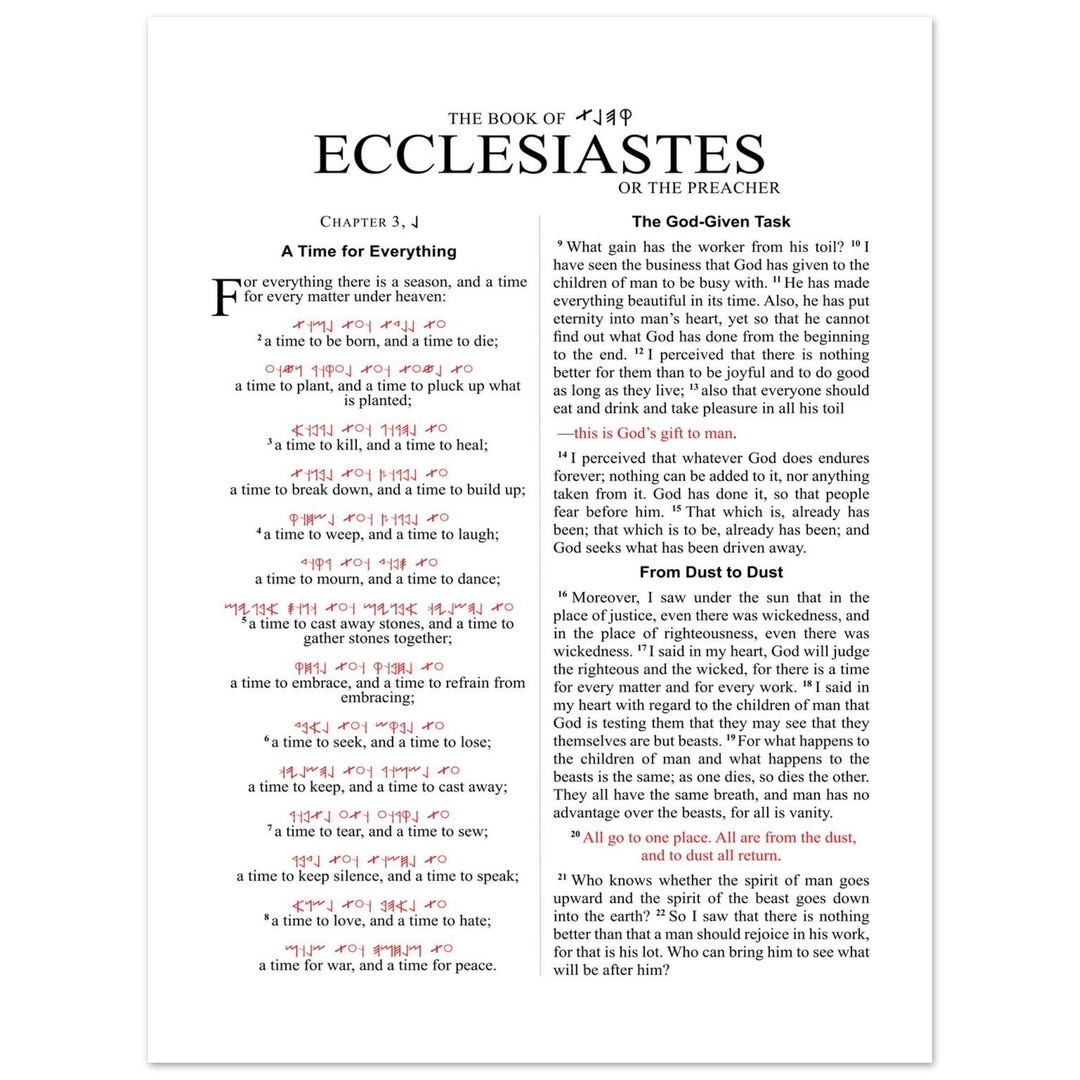 Ecclesiastes 3 Poster: A Time for Everything - ESV Bible Verse Art ...