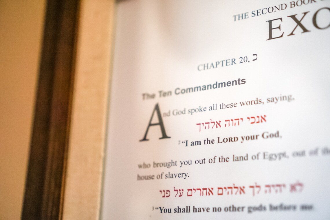 Exodus 20 the Ten Commandments English Ft. Hebrew Bible Verse Art ...