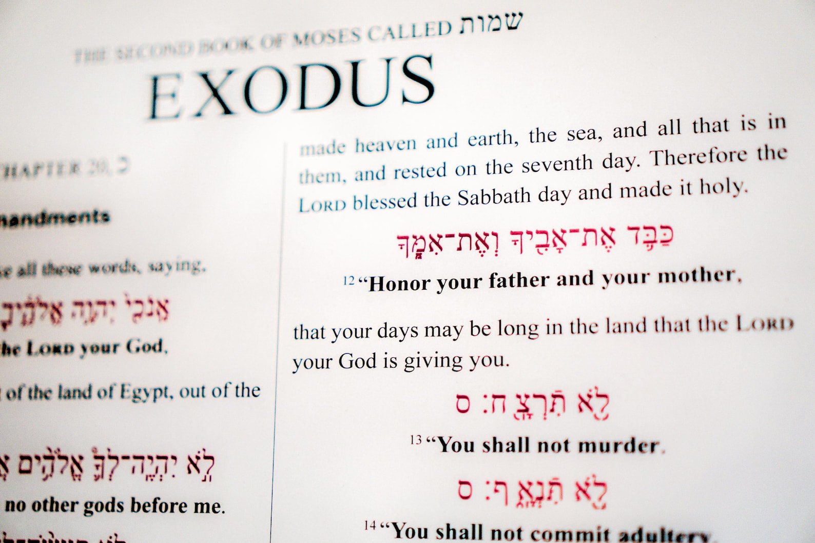 Exodus 20 - the Ten Commandments Wall Art | English Ft. Hebrew | ESV ...