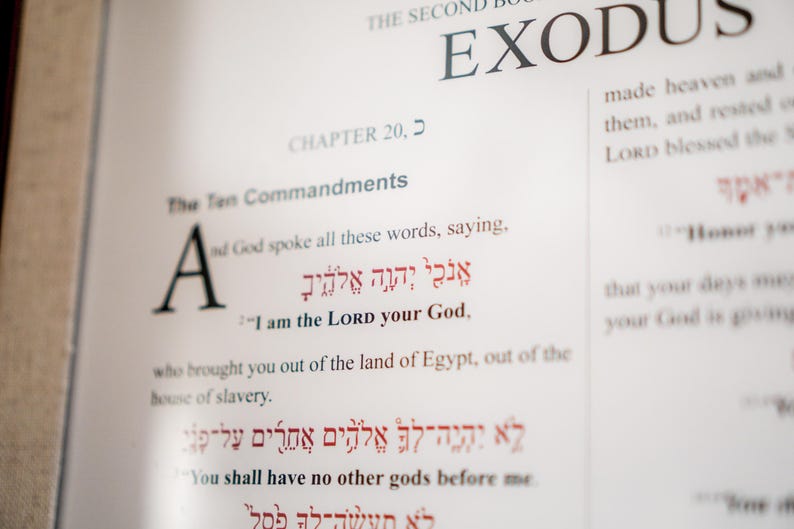 Exodus 20 - the Ten Commandments Wall Art | English Ft. Hebrew | ESV ...