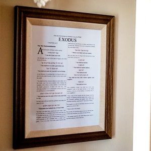 Exodus 20 the Ten Commandments English Ft. Hebrew Bible Verse Art ...