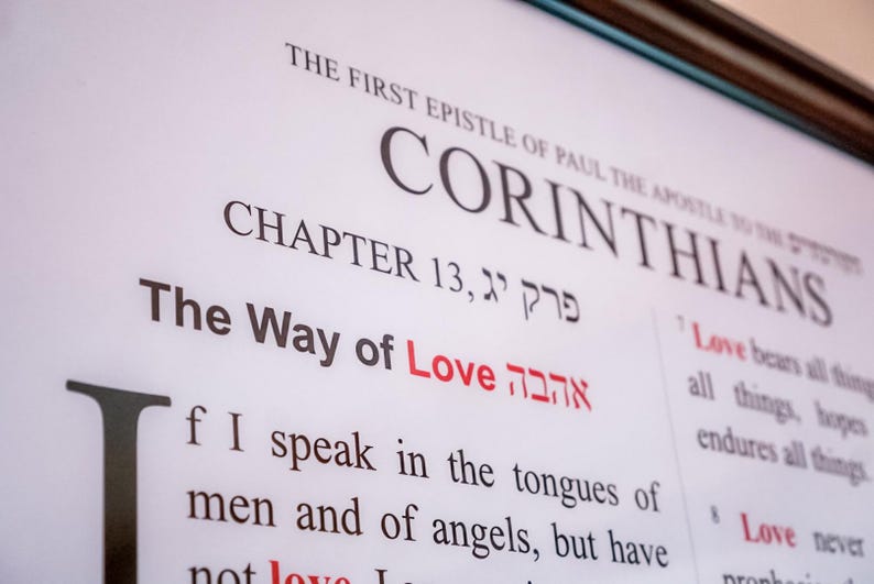 1 Corinthians 13: the Way of Love Wall Art (full Chapter) English Ft ...