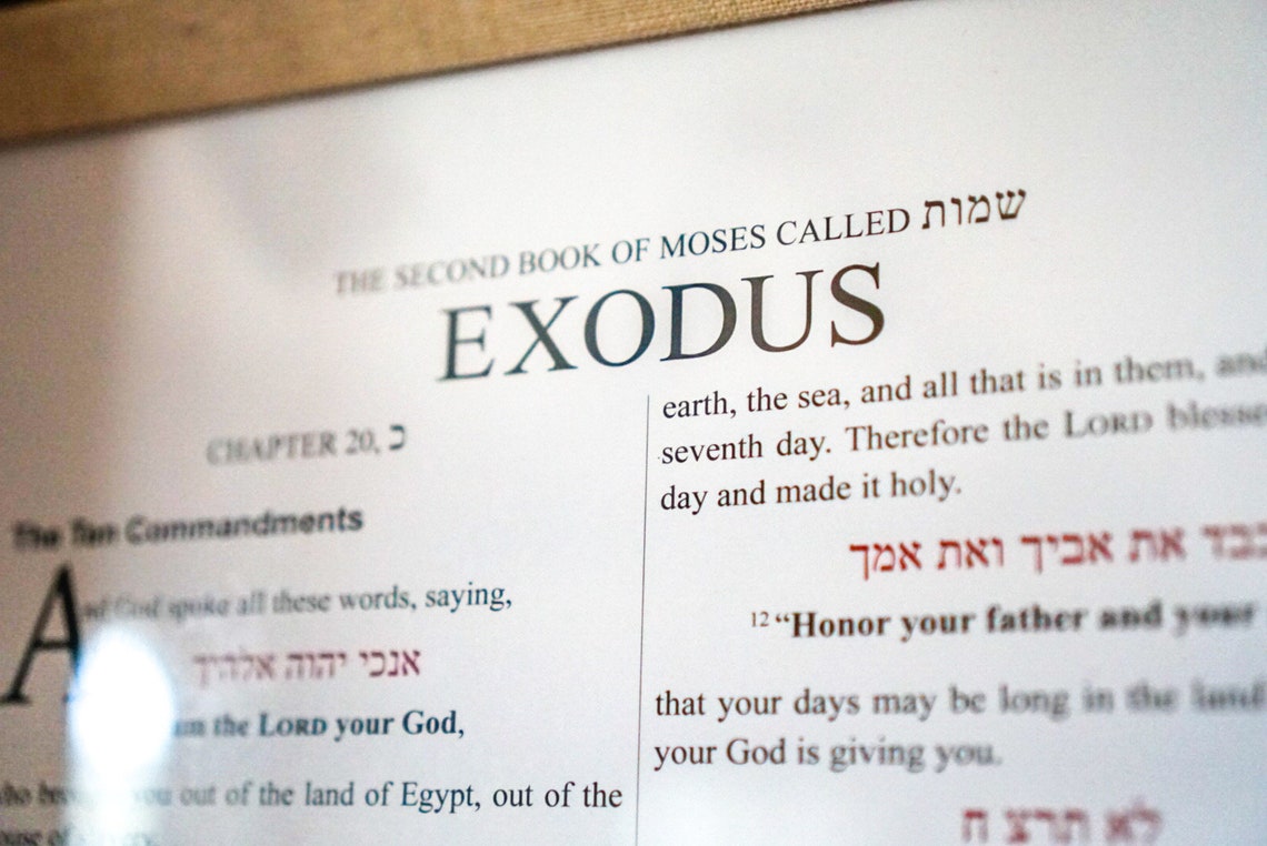 Exodus 20 the Ten Commandments English Ft. Hebrew Bible Verse Art ...