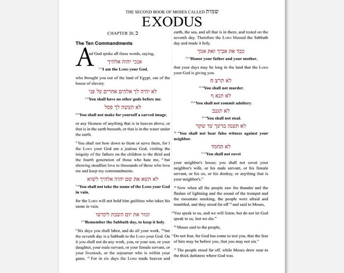 Ten Commandments, Hebrew Letters, Exodus 20, Hebrew Wall Art, Set of 2 ...