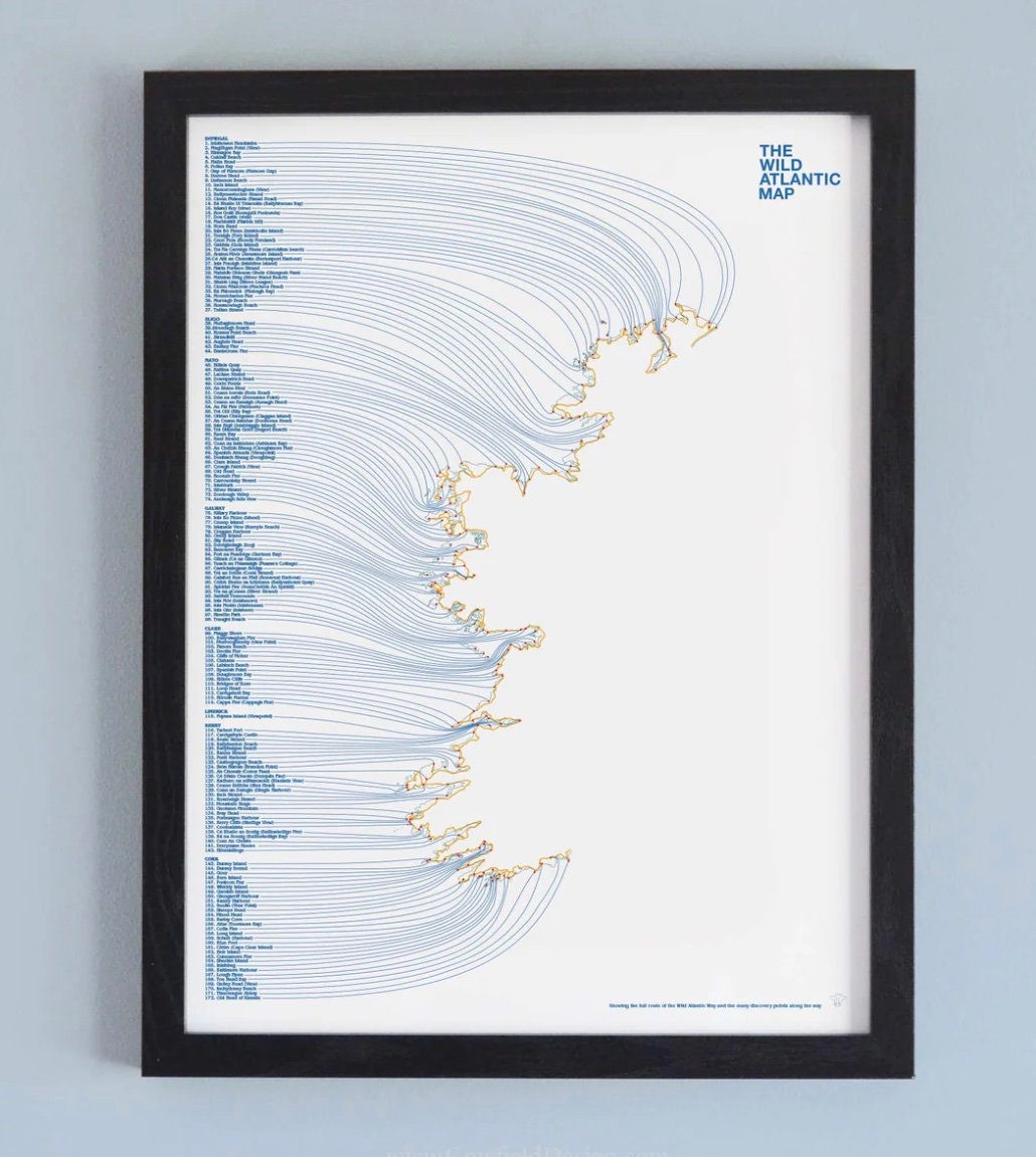 Wild Atlantic Map, Wild Atlantic Way Map, Irish Map, West Coast of ...