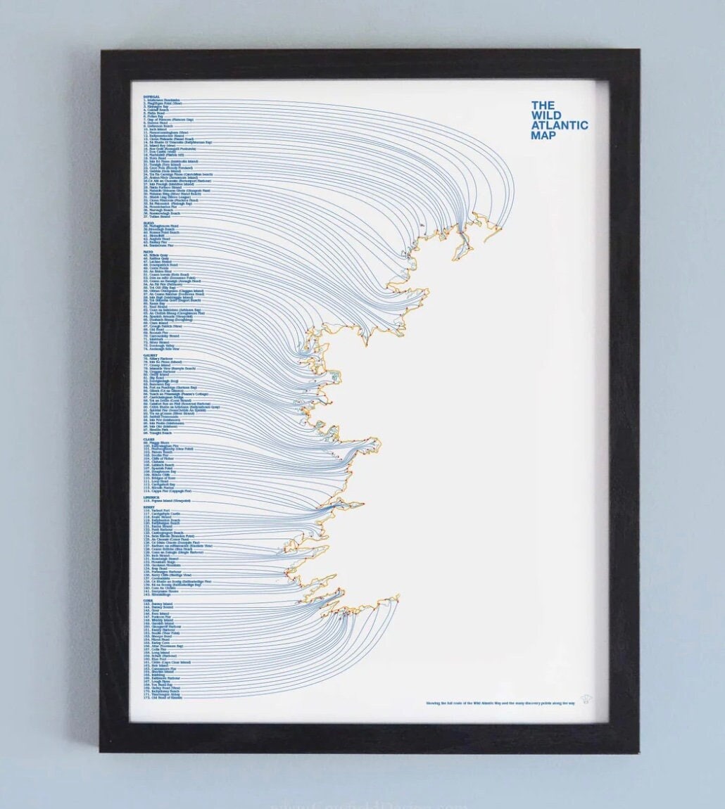 Wild Atlantic Way Map, Wild Atlantic Map, Irish Map, West Coast of ...