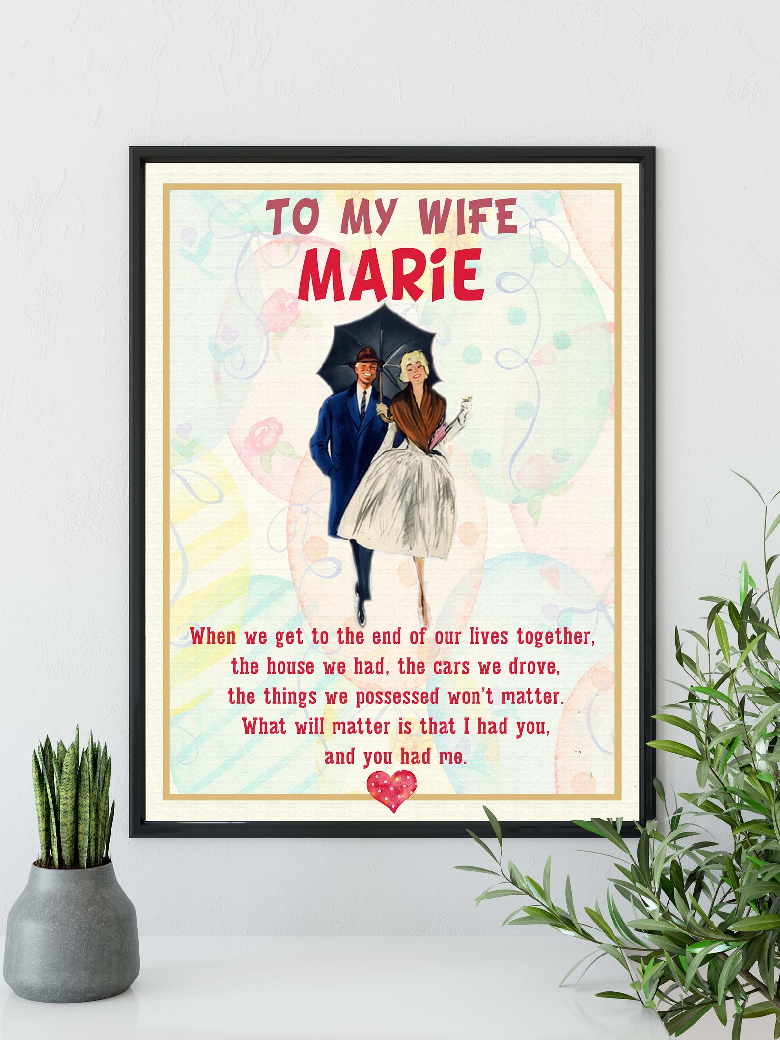 Appreciate Your Wife Poster, Personalized With Her Name, Ready to Frame ...