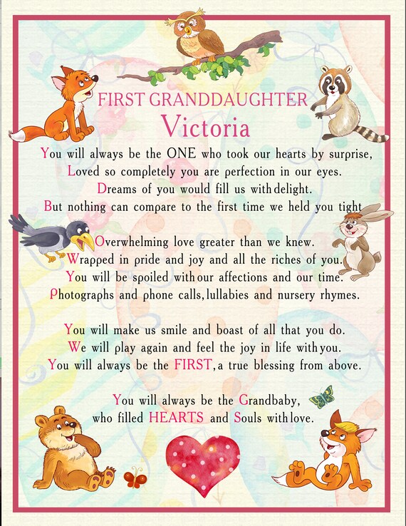 First Granddaughter Poster Personalized With Your | Etsy