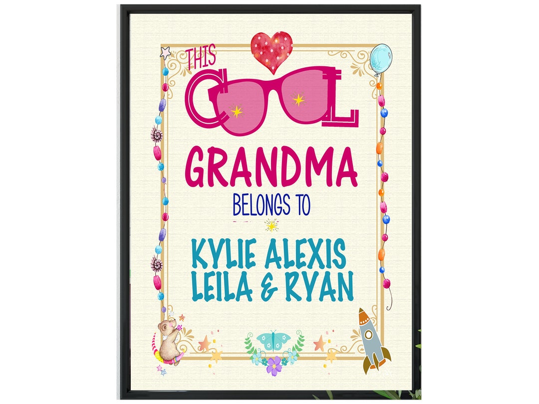 PERSONALIZED Cool Grandma Poster, Personalized With Your Grandkids ...