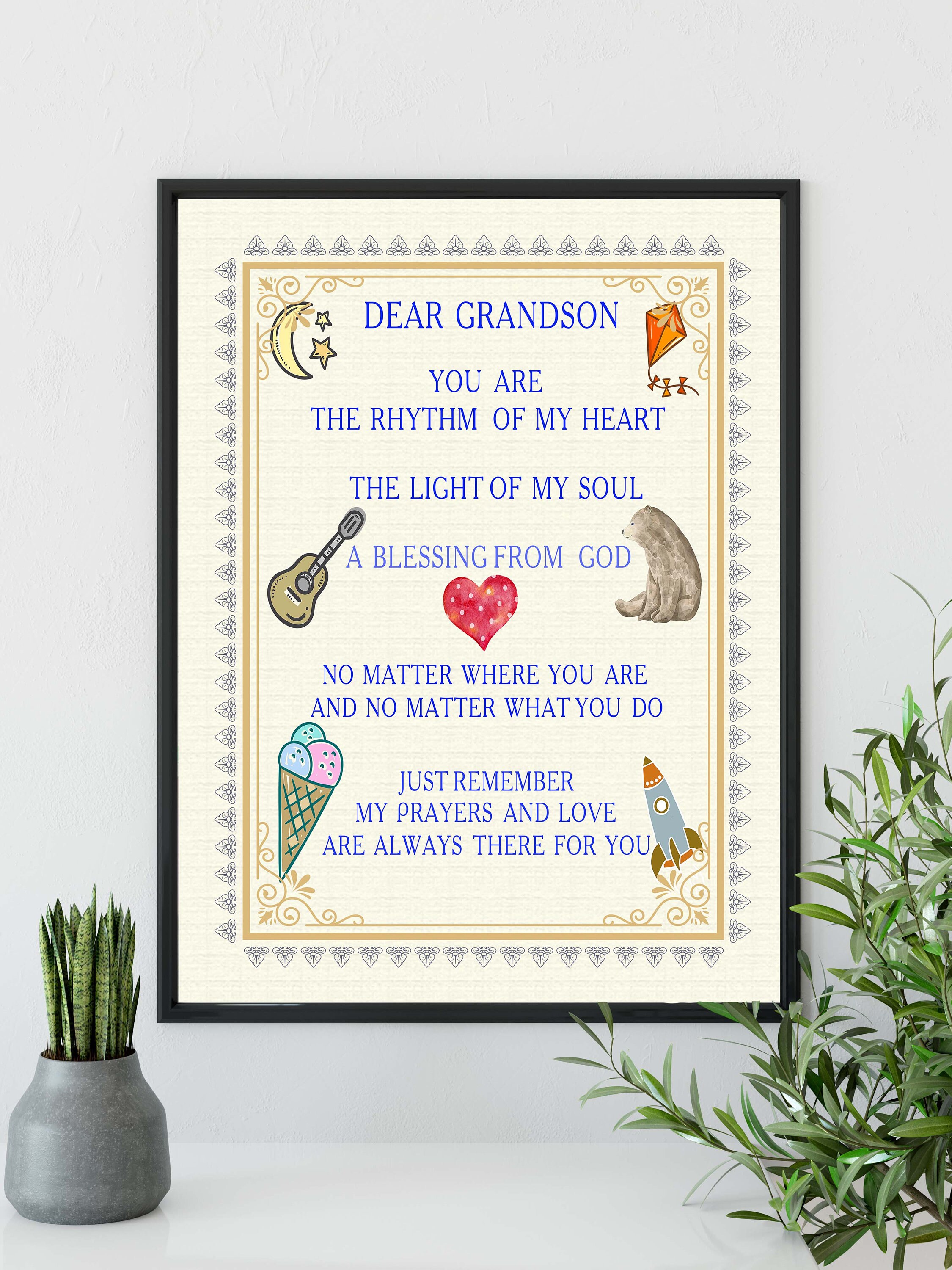 Grandson Gift, Grandson Poster Ready to Frame, Free US Shipping! - Etsy