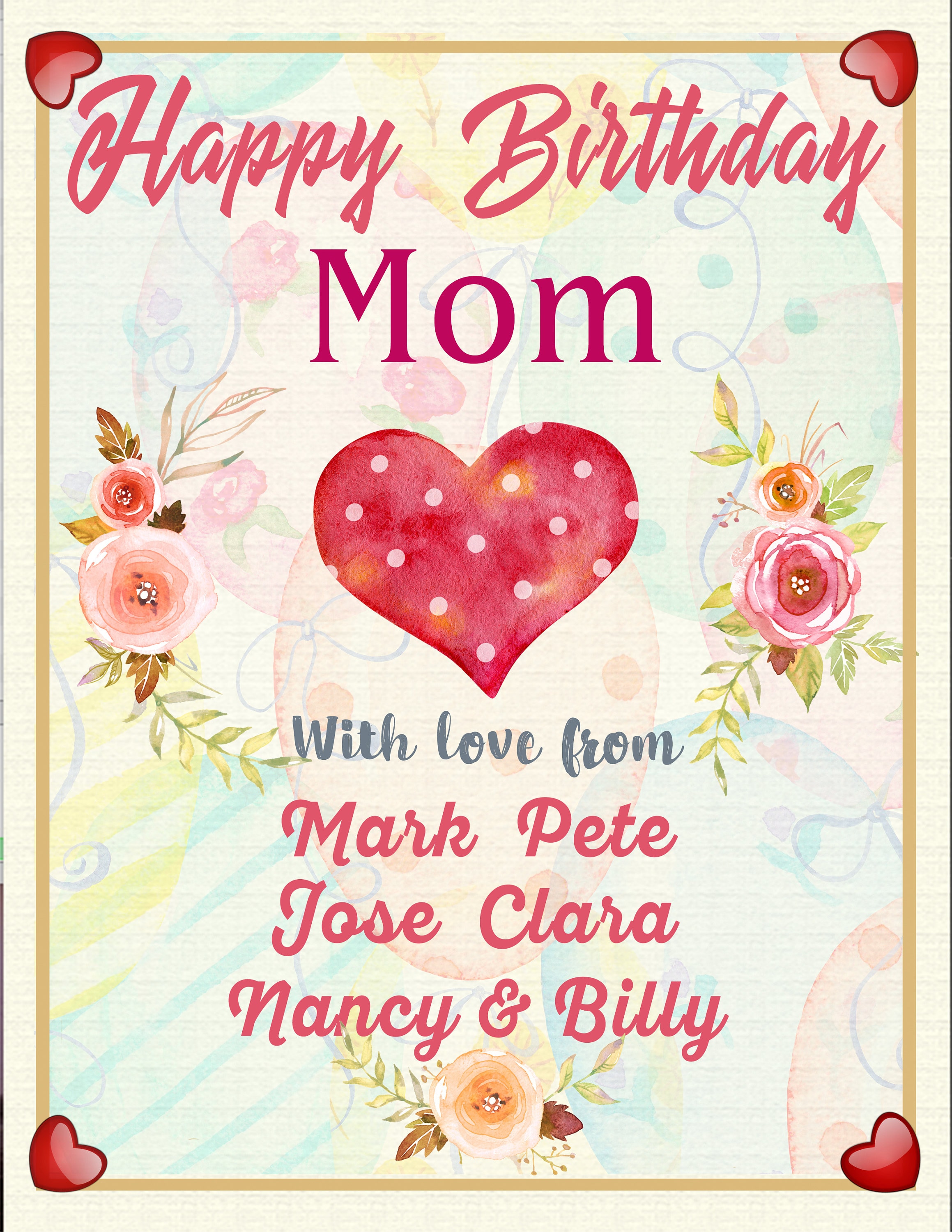 Mom Personalized Birthday Card, Add Mom Nickname and Any From Name or ...