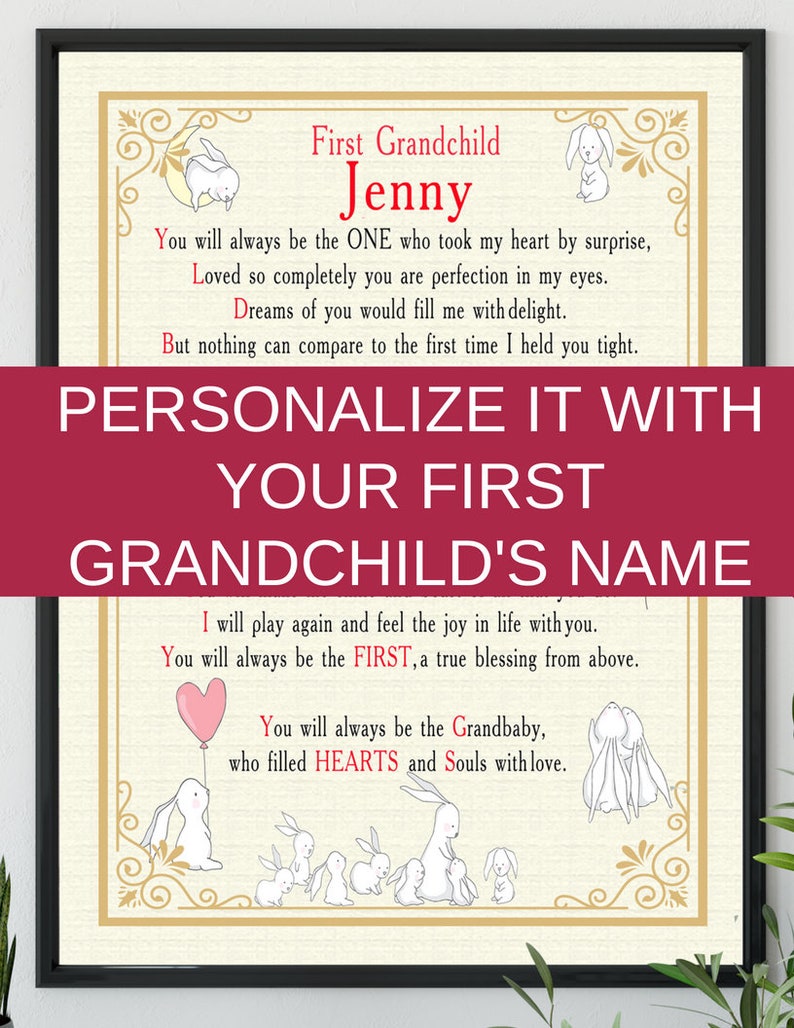 Personalized, FIRST GRANDCHILD Poster, Red Version, Ready to Frame - Etsy