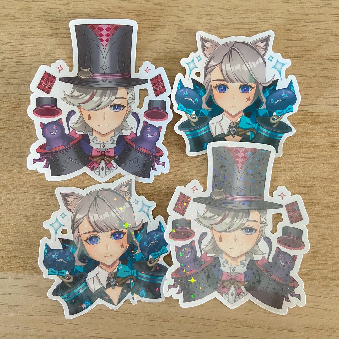 Genshin Impact Lyney and Lynette Glossy & Shiny Sticker, Gaming Sticker ...