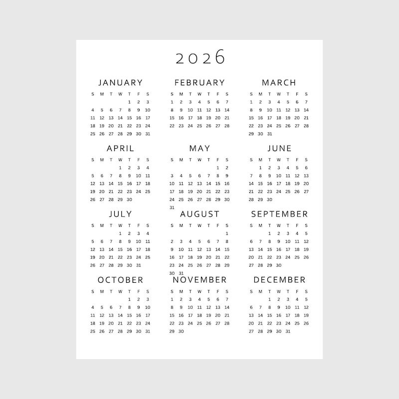 2026 Monthly Calendar A3 - Etsy