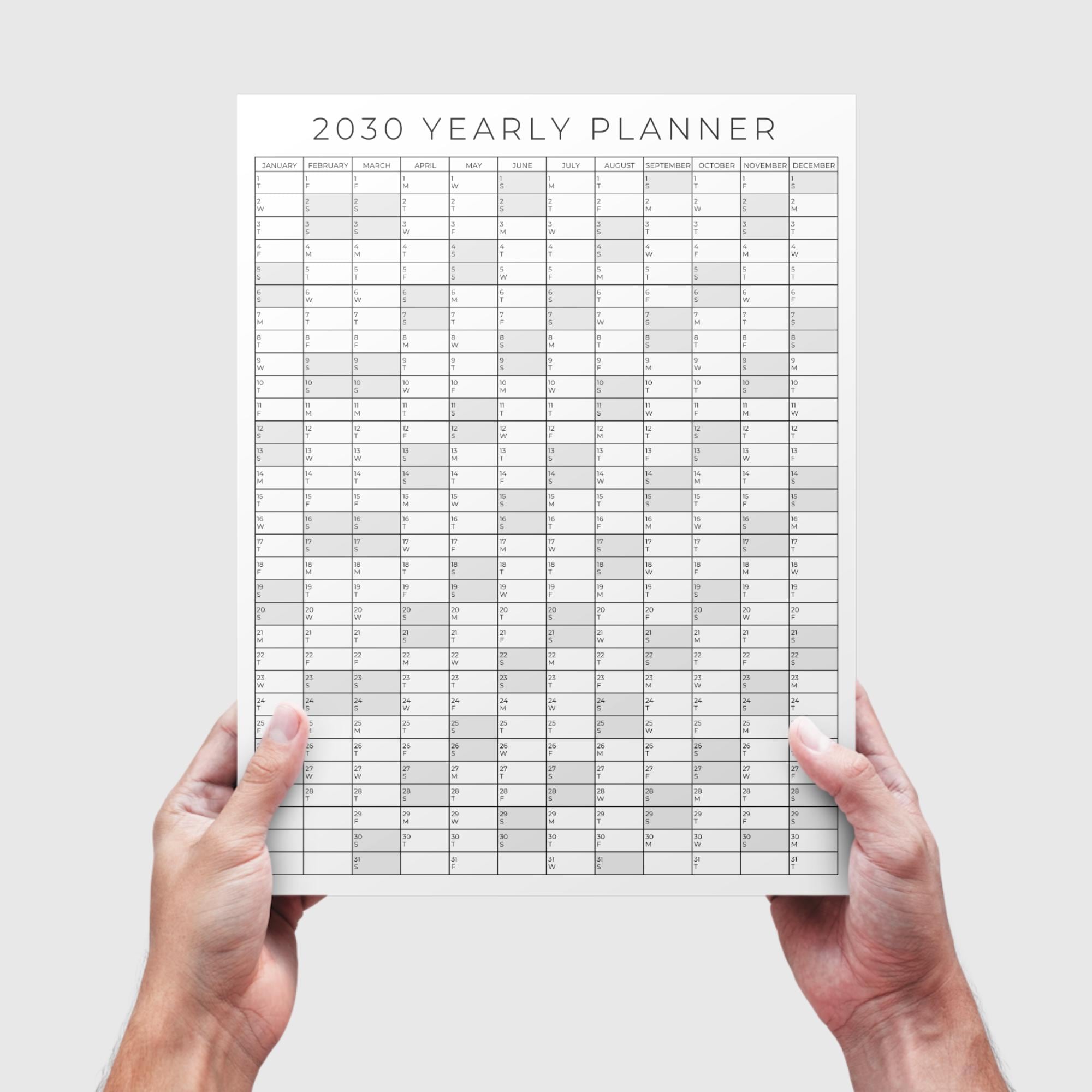 2030 Yearly Planner Printable, Yearly Planning Calendar, Calendar ...