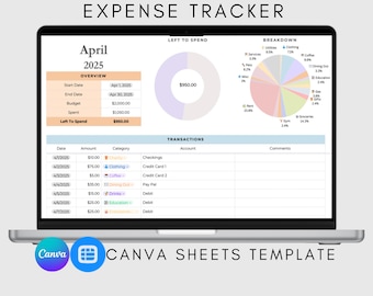 Expense Tracker Spreadsheet for Google Sheets, Expense Tracker Template, Budget Spreadsheet ...