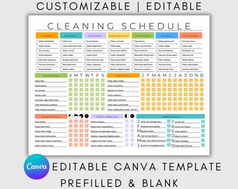 EDITABLE Cleaning Planner, Cleaning Checklist, Schedule, ADHD Cleaning ...