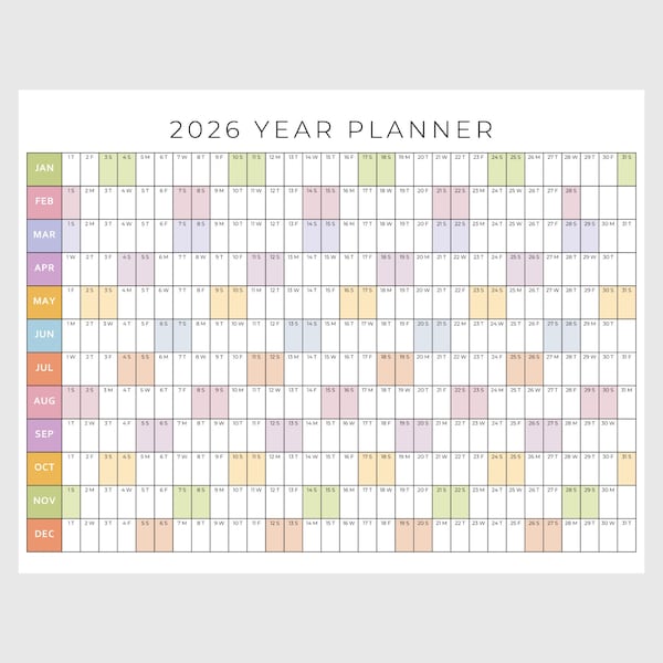 Year Wall Calendar Large - Etsy
