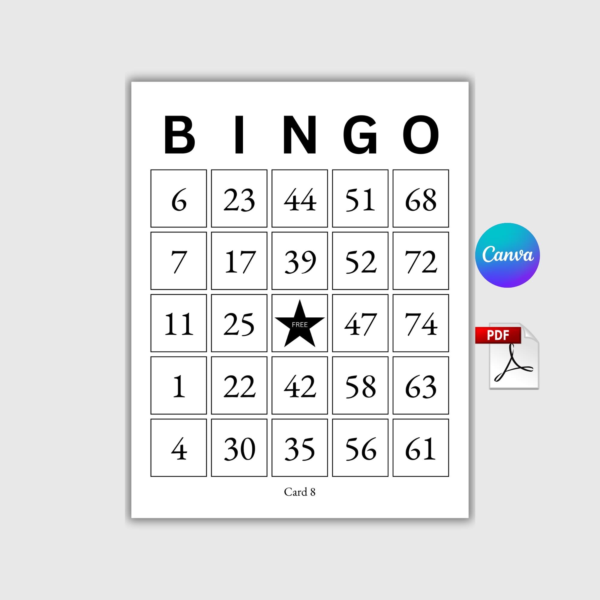 100 Printable Bingo Cards | 1, 2, 4 and 6 per Page, Custom Bingo Card ...