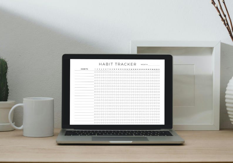 Monthly Habit Tracker Printable Landscape, Habit Tracker Template ...