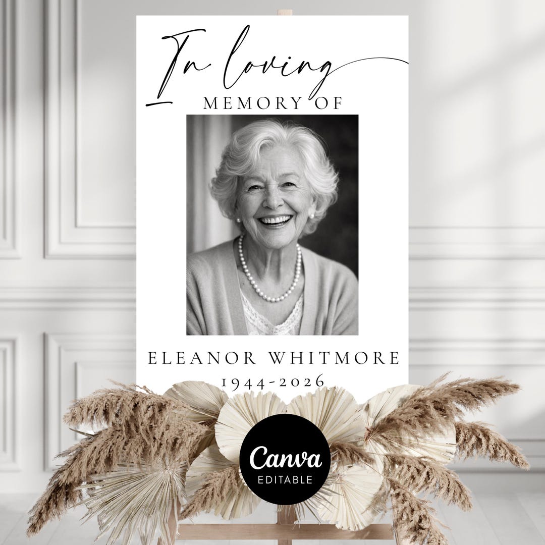 Funeral Welcome Sign Template | Editable Celebration of Life Poster ...
