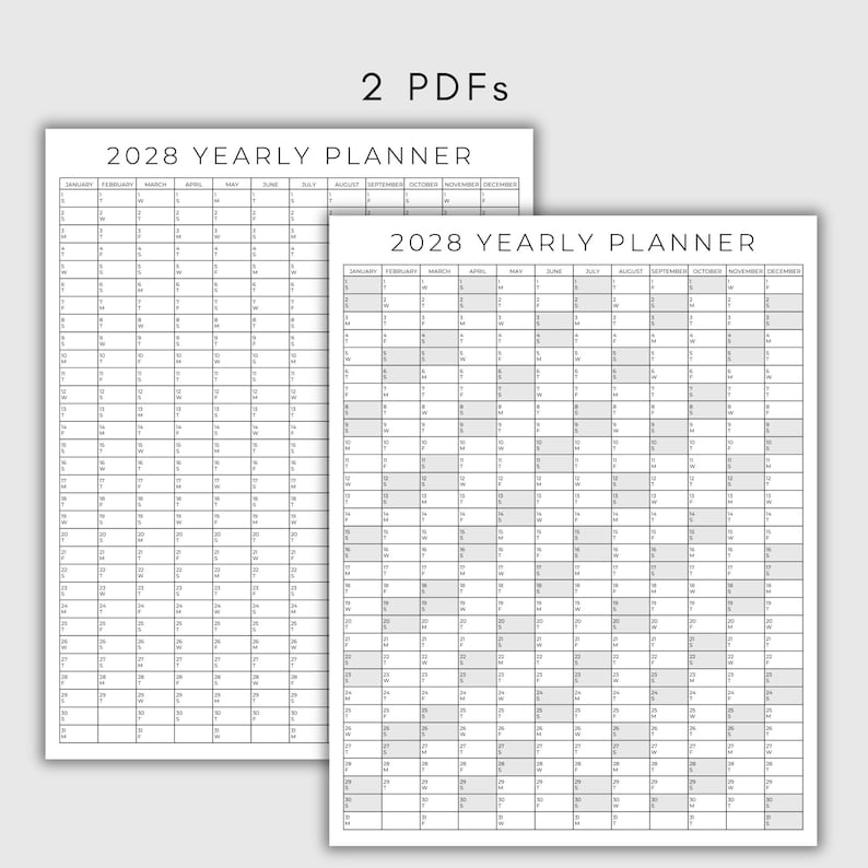 2028 Yearly Planner Printable, Yearly Planning Calendar, Calendar ...