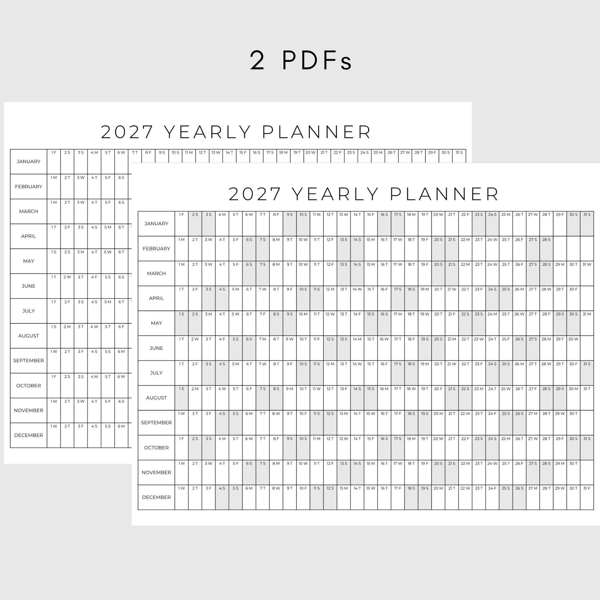 2027 Year Planner Printable, Yearly Planning Calendar, Calendar Poster ...