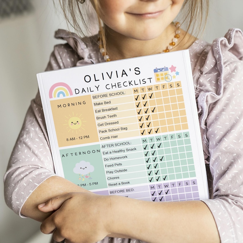 Kids Daily School Checklist, Responsibility Chart, to Do List, Editable ...
