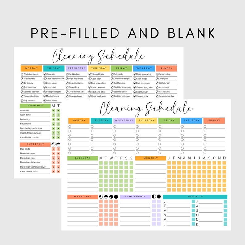 EDITABLE Cleaning Planner, Cleaning Checklist, Schedule, ADHD Cleaning ...